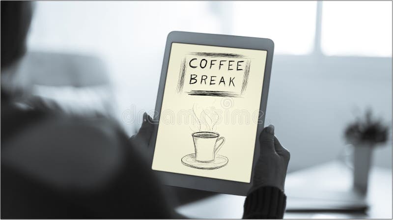 Coffee Break Concept on a Tablet Stock Image - Image of coffee, time ...