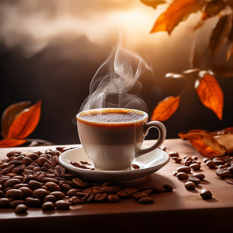 Coffee Break, Cup of Fresh Morning Coffee at Sunrise Stock Illustration ...