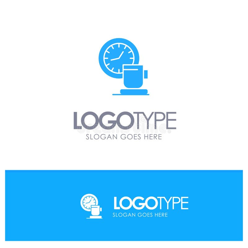 Coffee, Break, Cup, Time, Event Blue Solid Logo with Place for Tagline ...