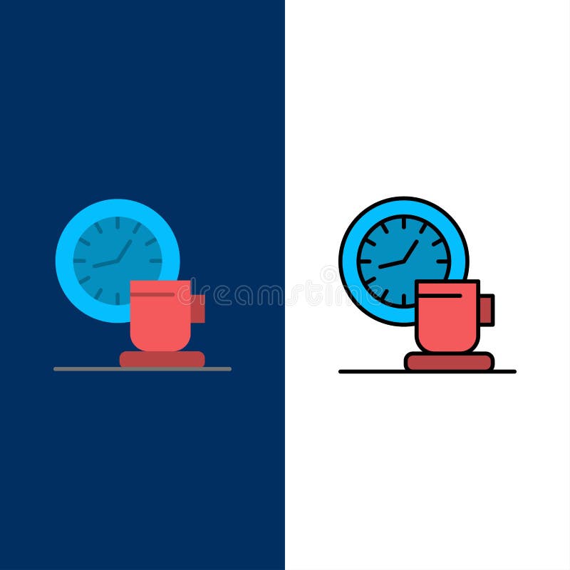 Coffee, Break, Cup, Time, Event Icons. Flat and Line Filled Icon Set ...
