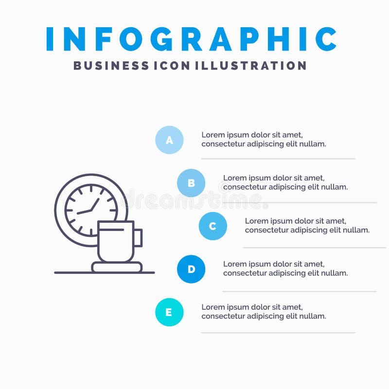 Coffee, Break, Cup, Time, Event Line Icon with 5 Steps Presentation ...