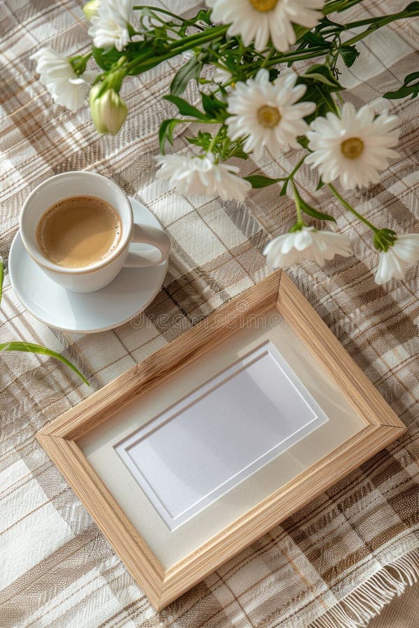 Coffee Break with a Flower Frame Stock Photo - Image of vintage ...