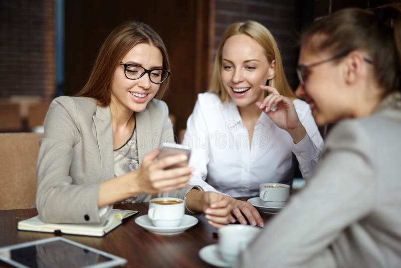 Coffee break with gadget stock image. Image of business - 87447207