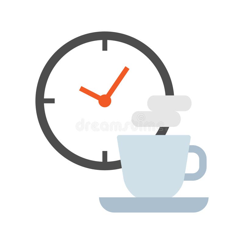 Coffee Break Icon. Clock with Tea Cup Stock Vector - Illustration of ...