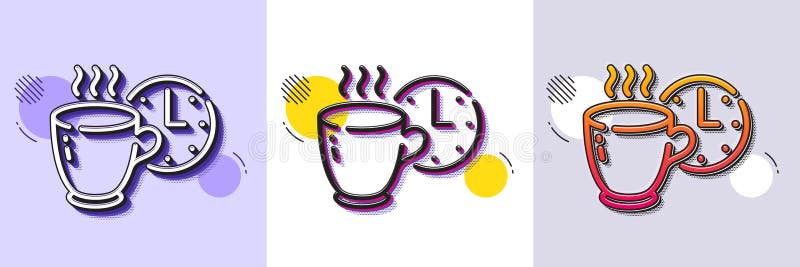 Coffee Break Line Icon. Breakfast Hot Tea Sign. Halftone Dotted Pattern ...
