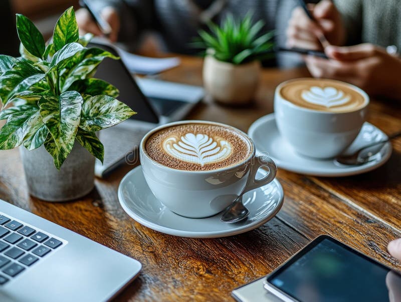 Coffee Break Meeting, Work, Cafe, People Discussing Stock Illustration ...