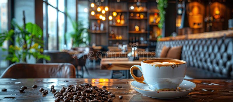 Coffee Break in a Modern Restaurant Stock Photo - Image of plants ...