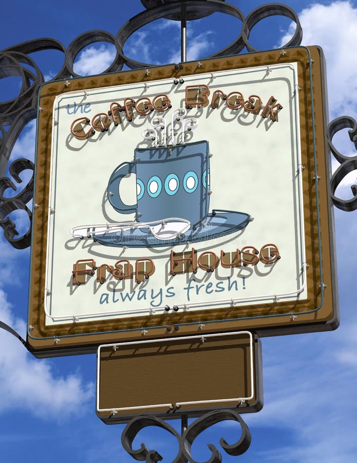 Coffee Break Neon Sign stock illustration. Illustration of route - 26902992