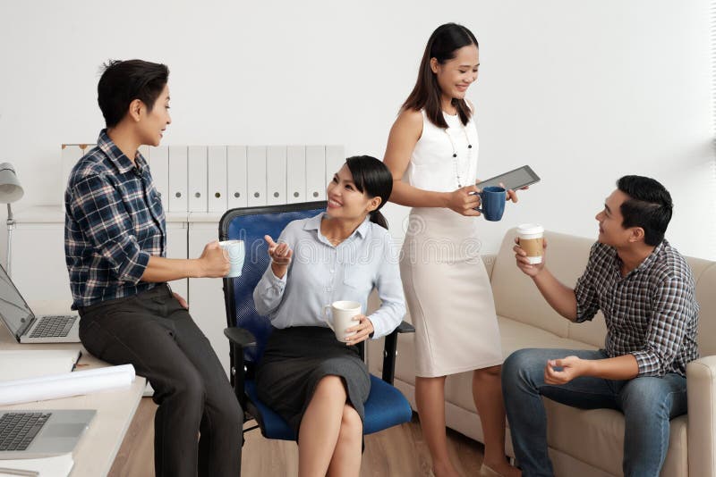 Coffee break in office stock image. Image of business - 127383523