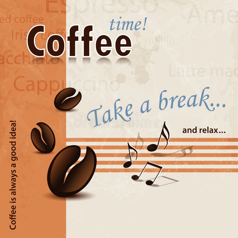 Coffee Break poster retro stock vector. Illustration of design - 76563558