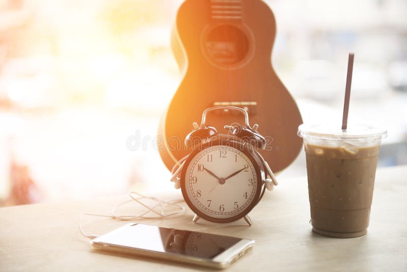Coffee Break Relaxing, Playing and Listening To Music Stock Photo ...