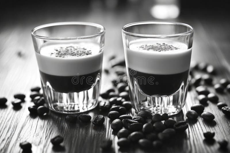 Coffee Break Setup with Two Shot Glasses Filled with Coffee and ...