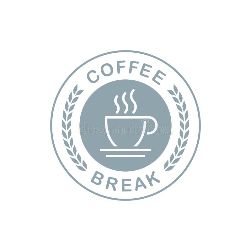 Coffee Break Sign with Steaming Coffee Cup Icon Silhouette. Stock ...