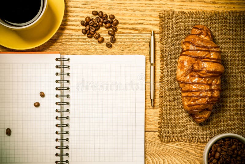 Coffee break with snack stock image. Image of calories - 143573851