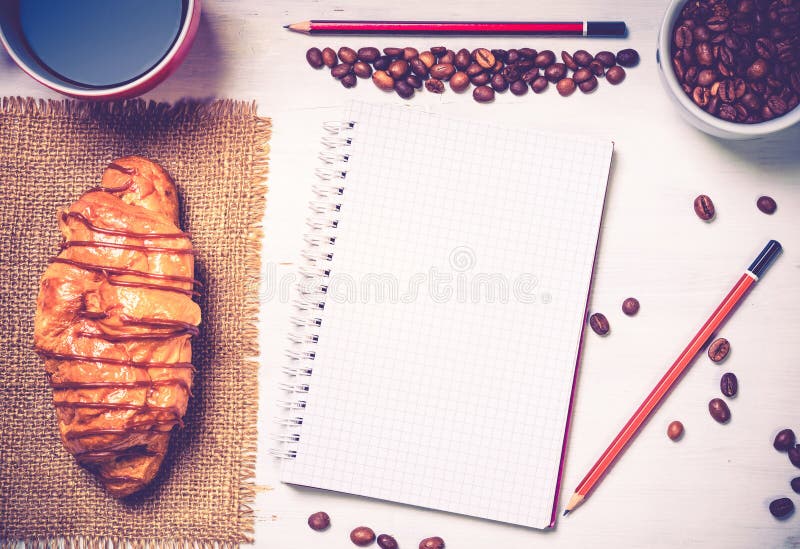 Coffee break with snack stock photo. Image of open, calories - 161884860