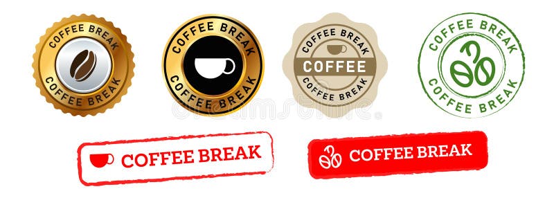Coffee Break Stamp Watermark with Rectangle Circle Shape Branding Stock ...