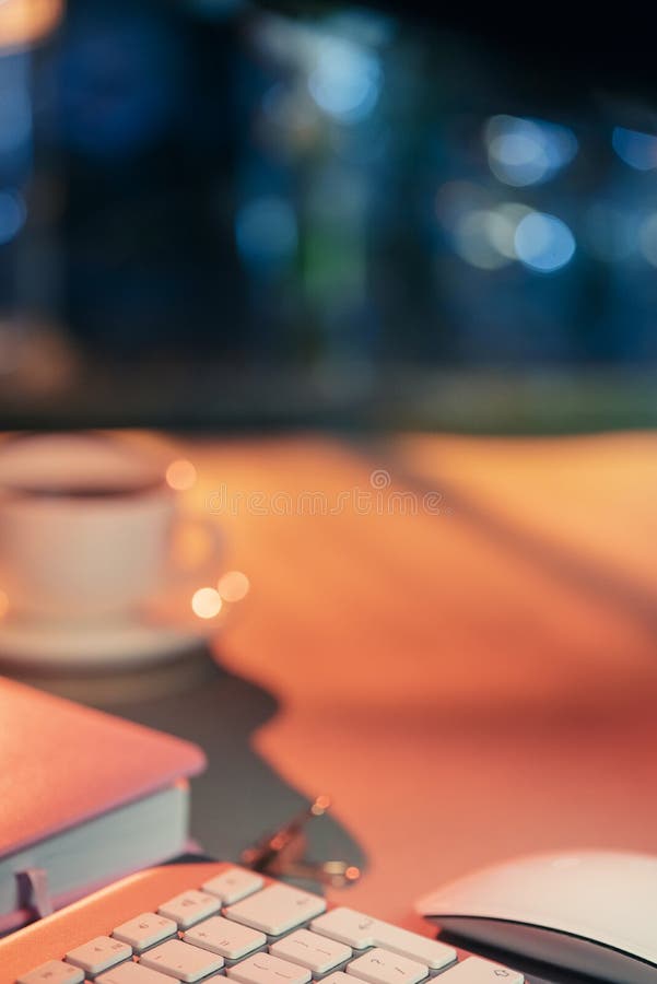 Coffee Break at Sunset. Evening Cup of Coffee. Coworking or Cafe ...