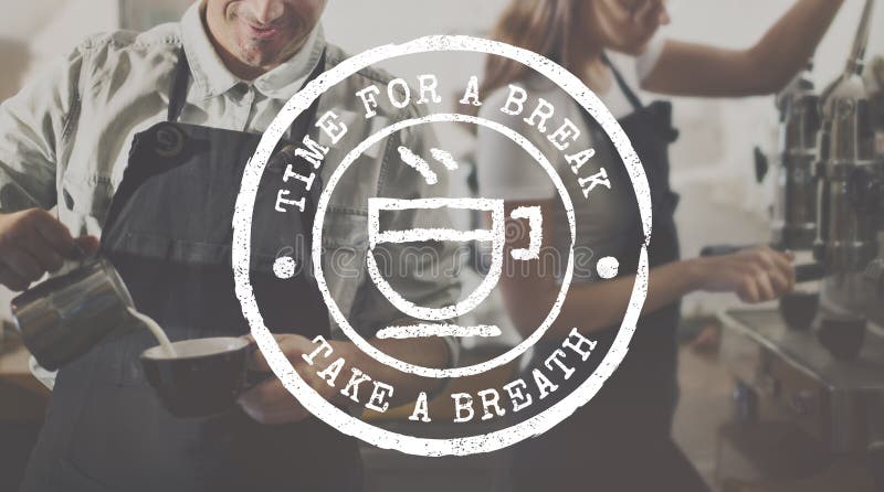 Coffee Break Tea Time Stamp Icon Graphic Concept Stock Photo - Image of ...