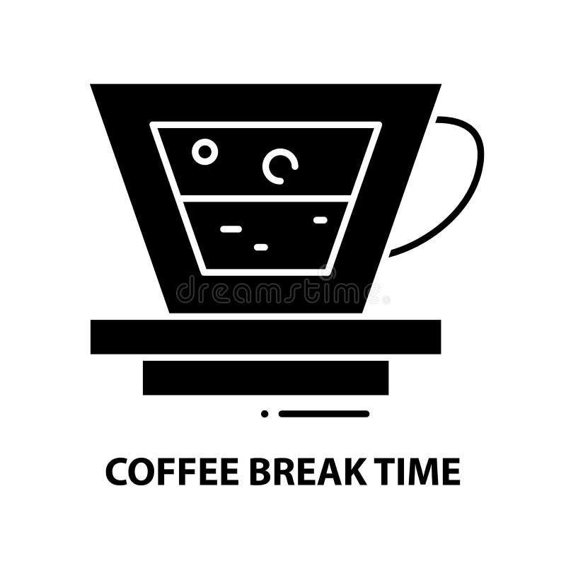 Coffee Break Time Icon, Black Vector Sign with Editable Strokes ...