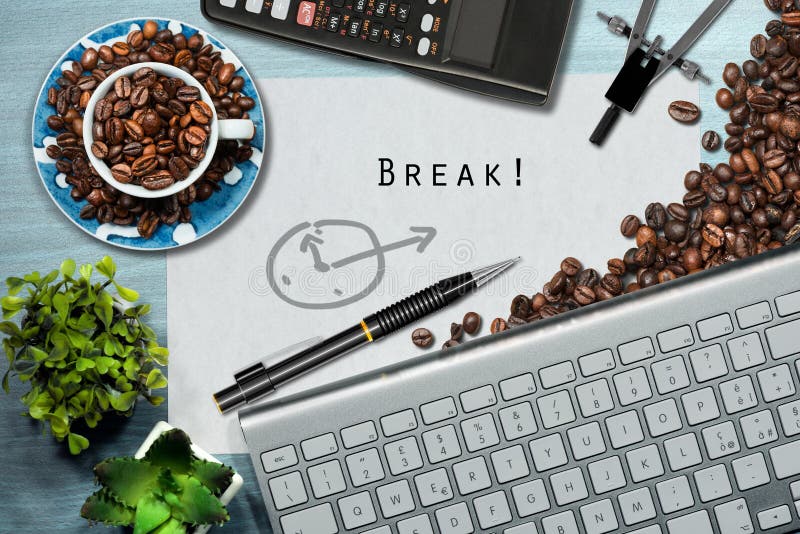 Coffee Break Time in Office Stock Photo - Image of computer, break ...