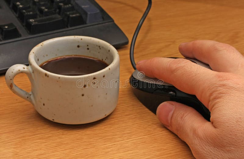Coffee Break To the Computer Stock Image - Image of evening, floor ...