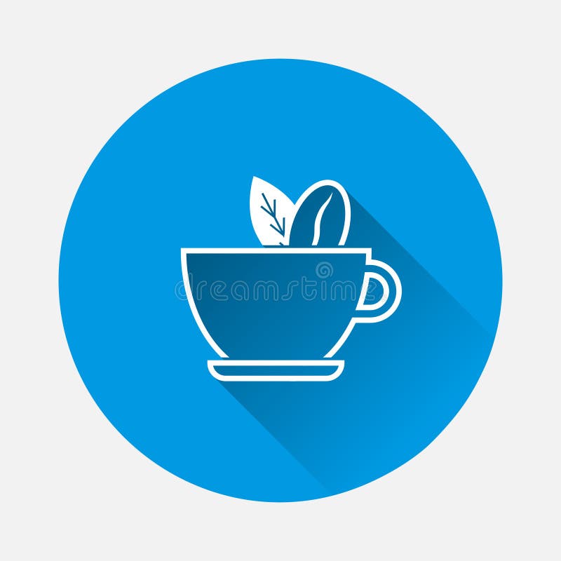 Coffee Break Vector Icon on Blue Background. Flat Image with Long ...