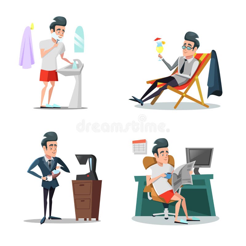 Coffee Break at Work. Businessman Relaxing in Office Stock Vector ... Coffee Break at Work. Businessman Relaxing in Office Stock Vector ...