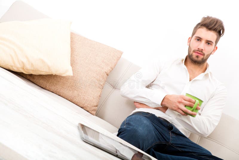 Coffee break stock image. Image of casual, break, beard - 76728719