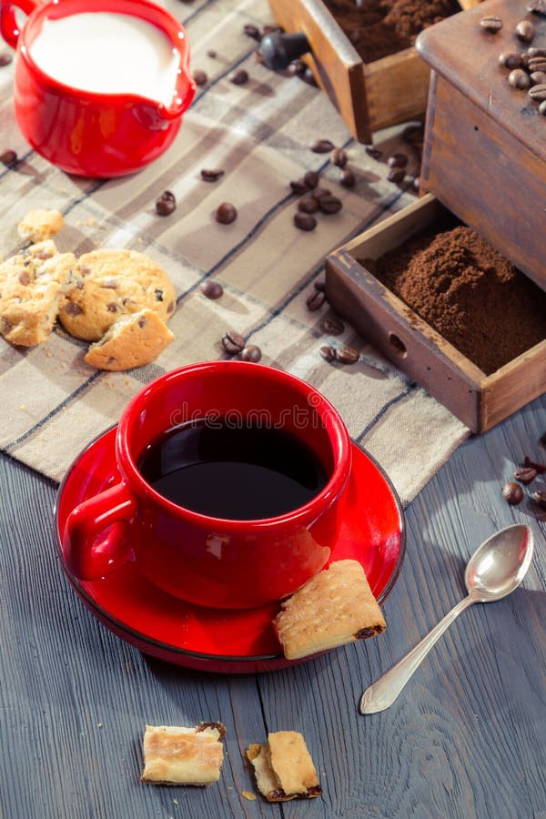 Coffee for Breakfast with Cookie Stock Image - Image of food, grinder ...