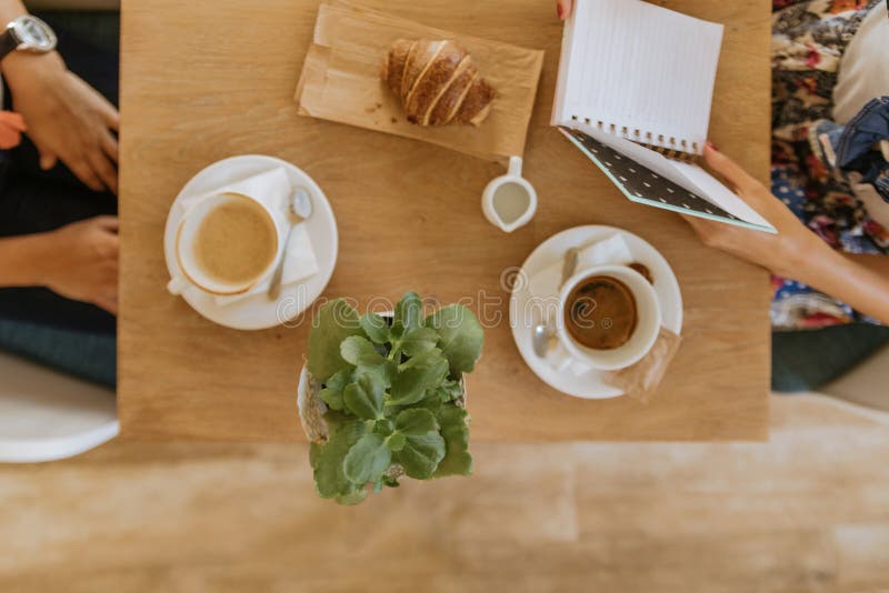 Coffee Break with Friend stock image. Image of milk - 118427955