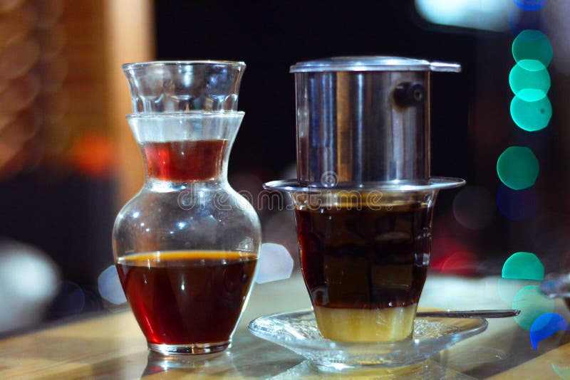 Coffee Brewed with the V60 Method and Coffee with the Vietnam Drip Milk ...