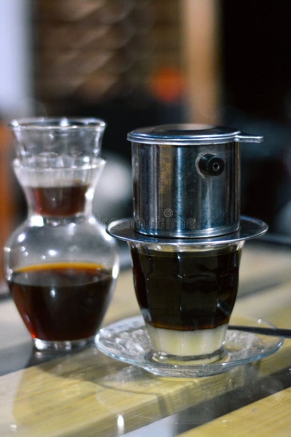 Coffee Brewed with the V60 Method and Coffee with the Vietnam Drip Milk ...