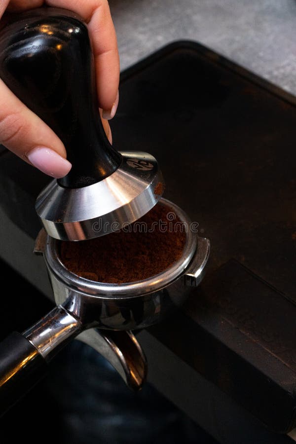 Coffee Brewing Process with Barista Tools Stock Photo - Image of hand ...