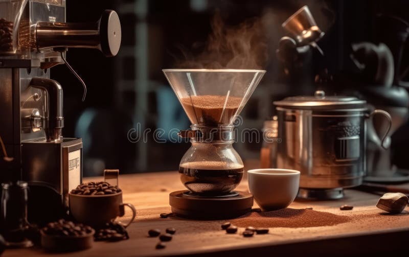 Coffee Brewing Process. Created by Generative Artificial Intelligence ...