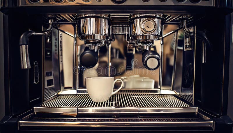Coffee Brewing Process with Espresso Machine Capturing the Rich Aroma ...
