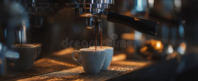 The Coffee Brewing Process Highlighting Rich Espresso Extraction in a ...