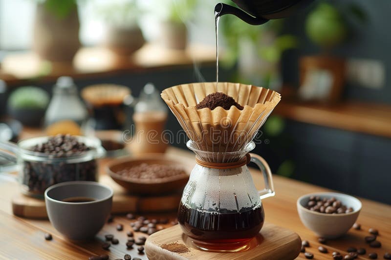 Coffee Brewing Process and the Moment of Pouring, a Shot of Coffee ...