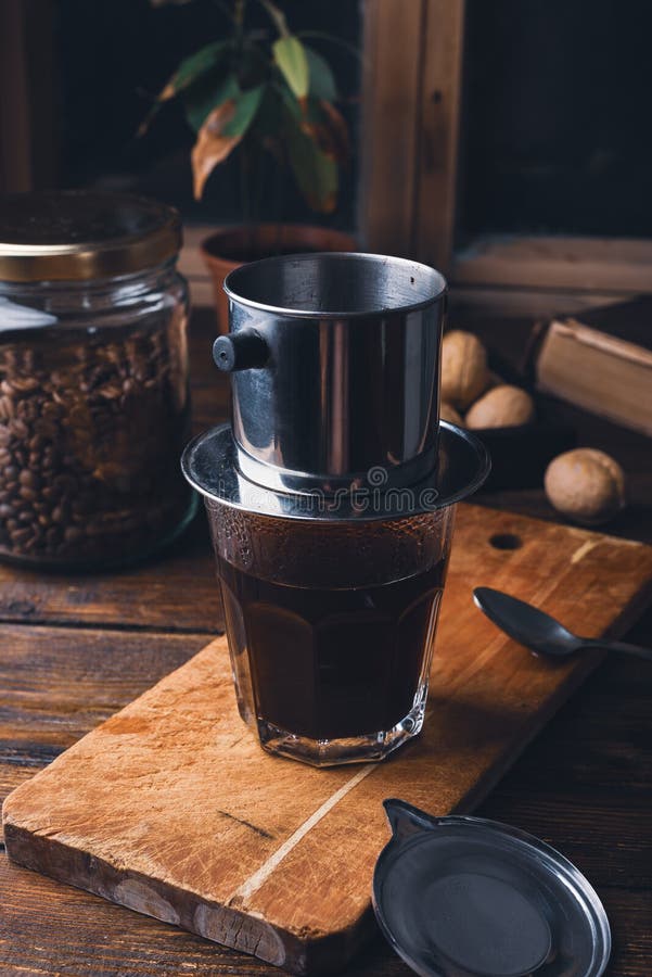Coffee Brewing in Traditional Vietnamese Drip Filter Stock Image ...