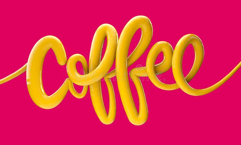 Coffee Bright Bubble Script Typography Background 3D Render Stock ...