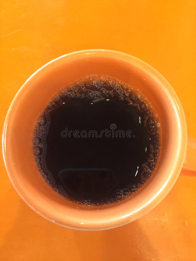 Coffee in Bright Orange Coffee Cup Stock Image - Image of close, coffee ...