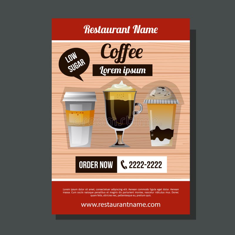 A Coffee Brochure Template on Brown Background Stock Vector ...