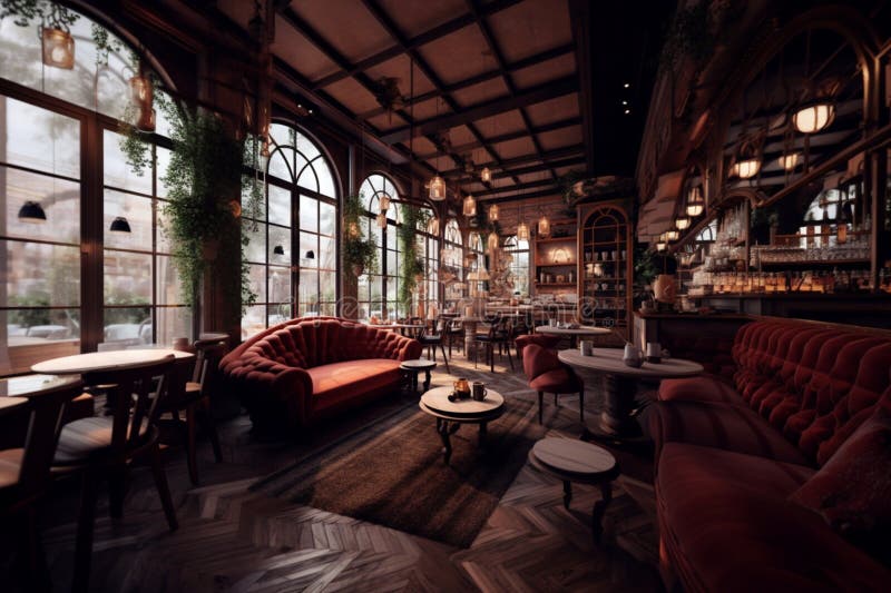 Coffee Cafe, Good Atmosphere, Beautiful Design Stock Illustration ...