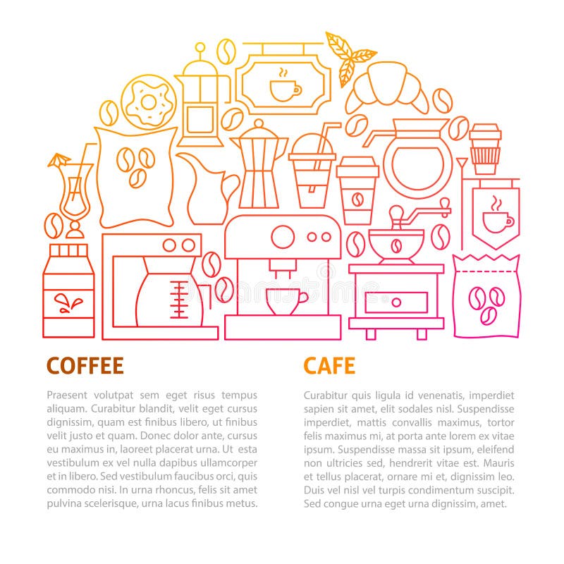 Coffee Cafe Line Template stock vector. Illustration of espresso ...
