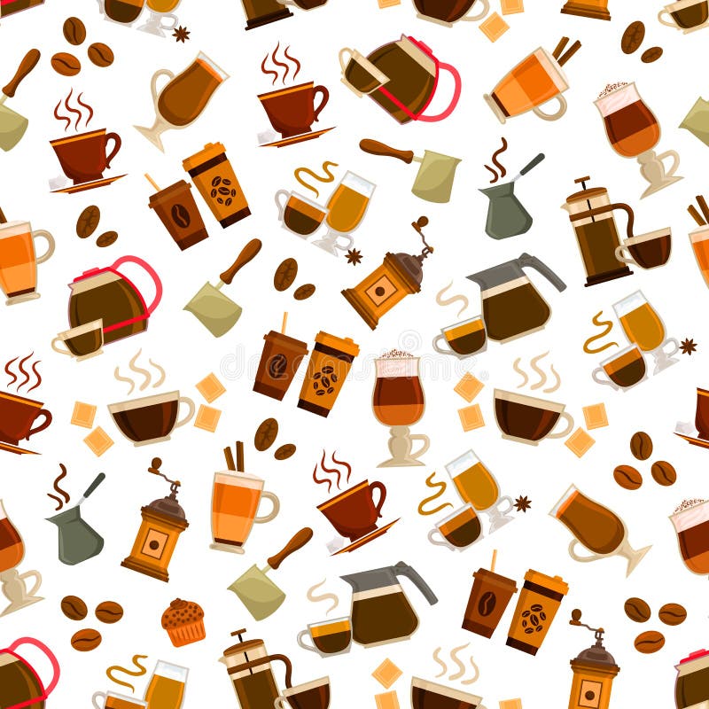 Coffee Cafe Seamless Pattern Stock Vector - Illustration of dessert ...