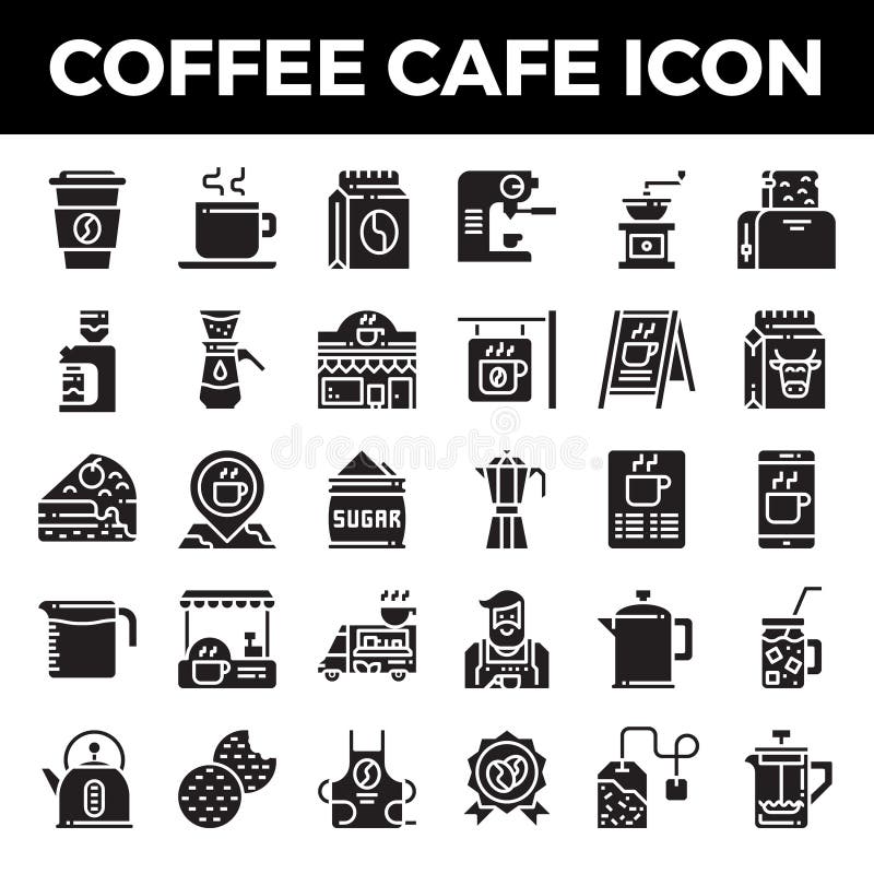 Coffee cafe solid icons stock vector. Illustration of cafe - 167373307