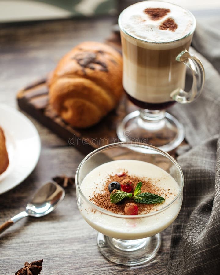 Coffee Cafe Table with Desserts and Latte Drinks Stock Photo - Image of ...