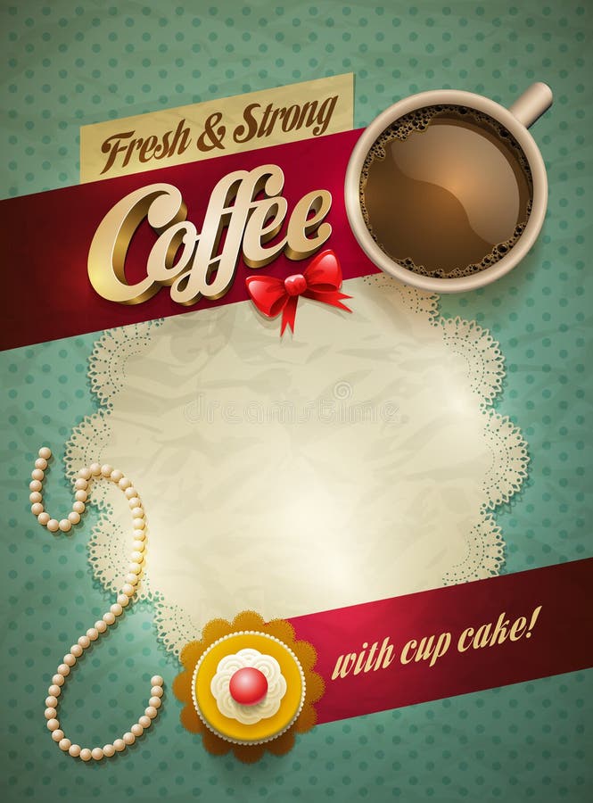 Coffee & cake poster stock vector. Illustration of above - 38746435