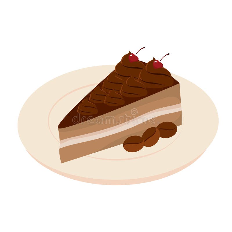 Coffee Cake Slice Plate. Vector Stock Vector - Illustration of slice ...