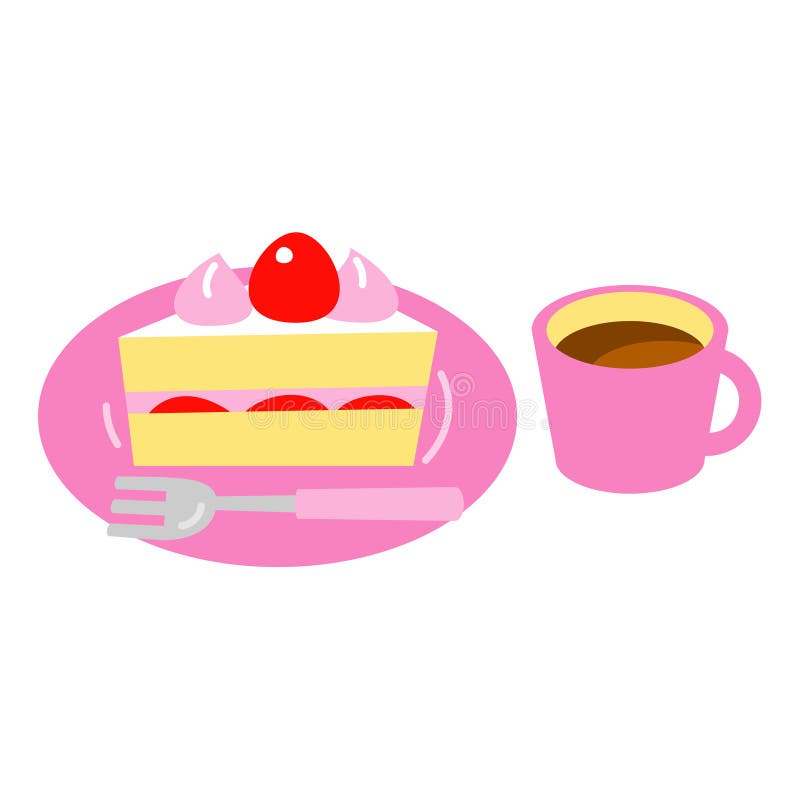 Coffee Cup and Cake. Outline Hand Drawn Stylized Sletch Vector ...