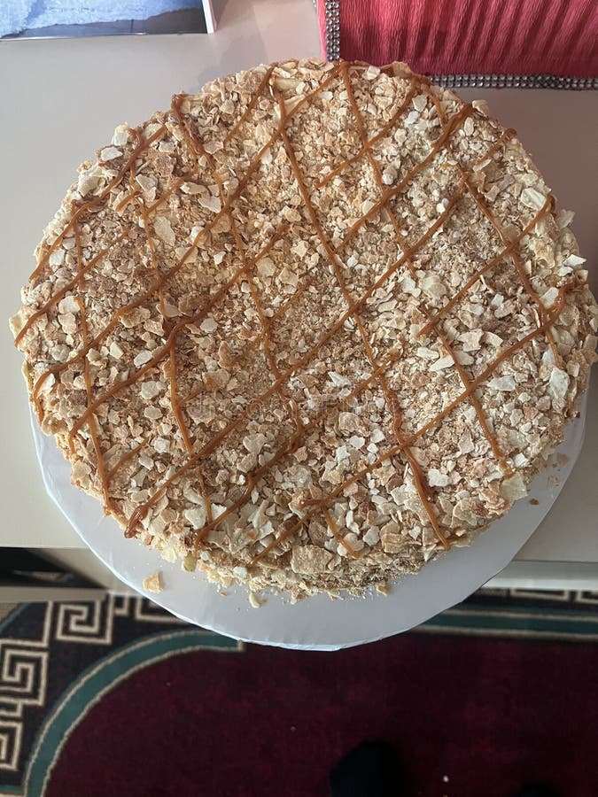 Coffee Cake on the Table in Coffee Shop. Top View Stock Photo - Image ...
